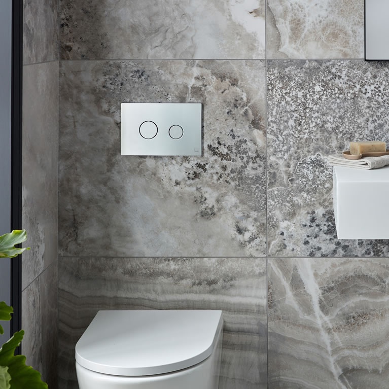 Vado Brushed Chrome Round Dual Flush Plate | Sanctuary Bathrooms